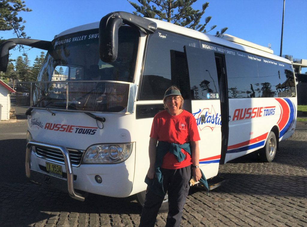 Sue and the bus preparing to leave Kiama, image Phillip Grimm ...